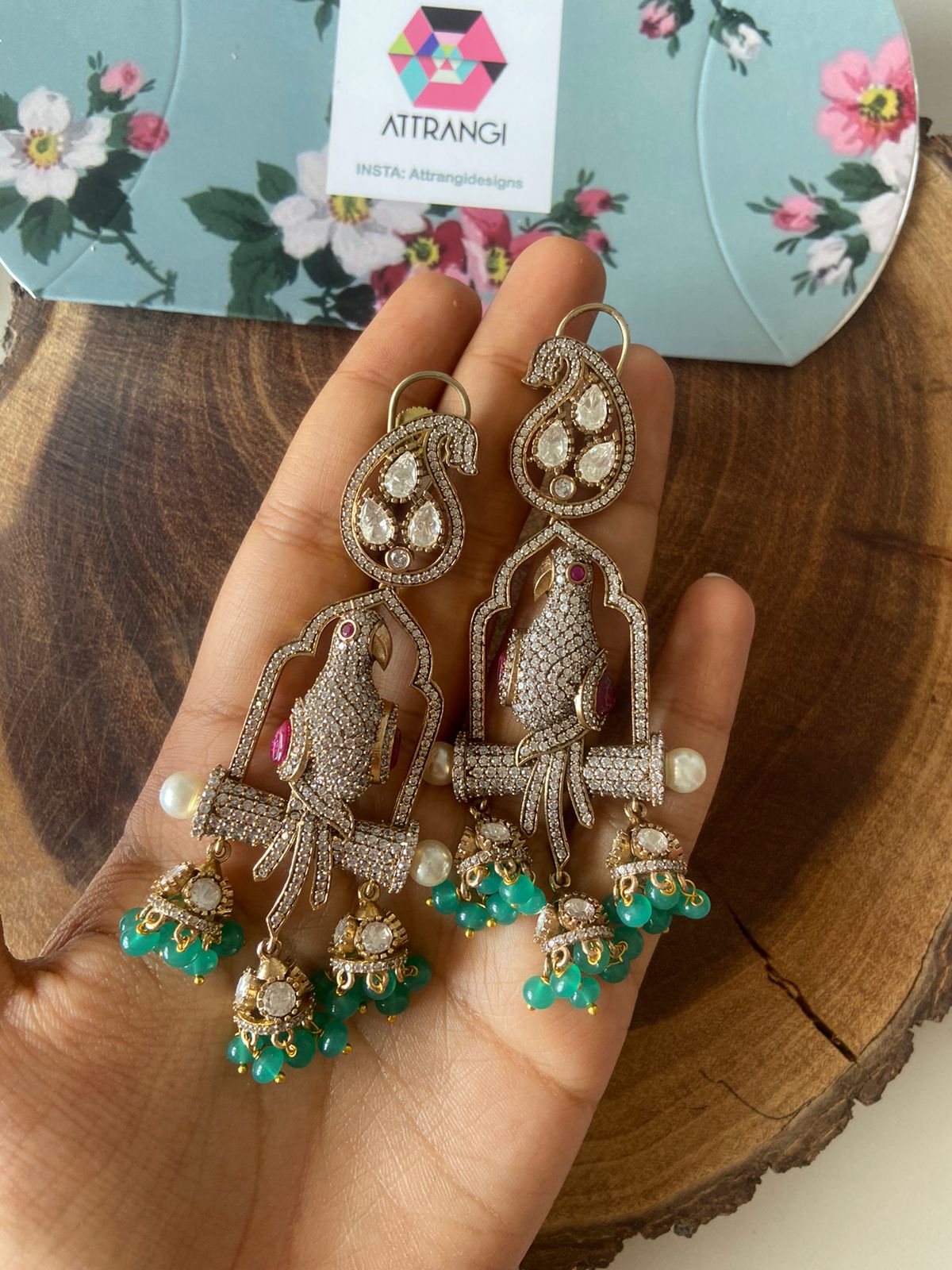 Bageecha Rich Indian Diamond Polki Earrings