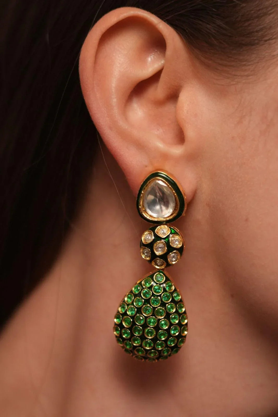 Poornima Meenakari Polki Indian Earrings – Attrangi