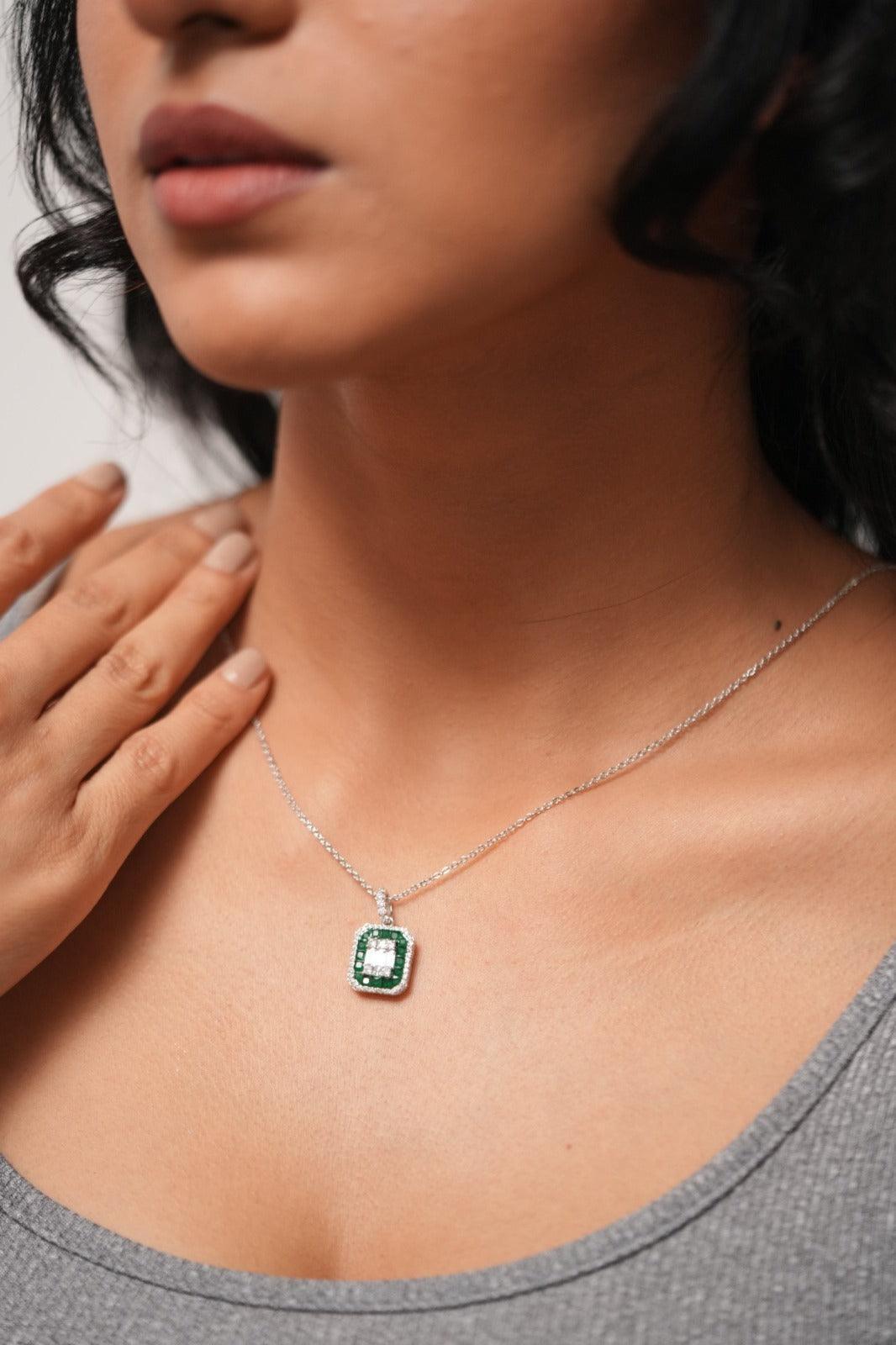 Gloria Fused Diamond Coloured Stone Pendant with Chain – Attrangi