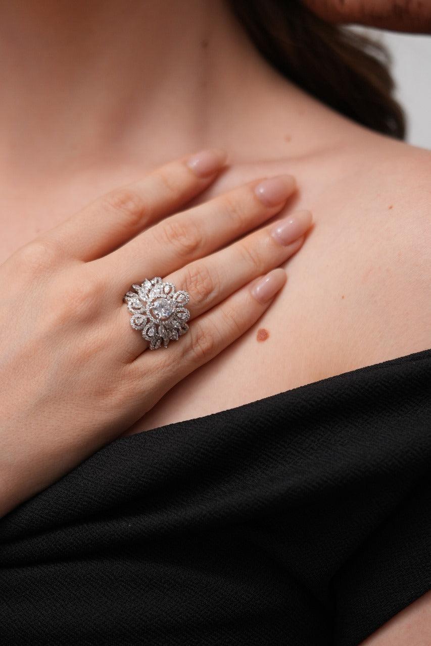 Claire Round Solitaire Wrap Diamond Cocktail Ring