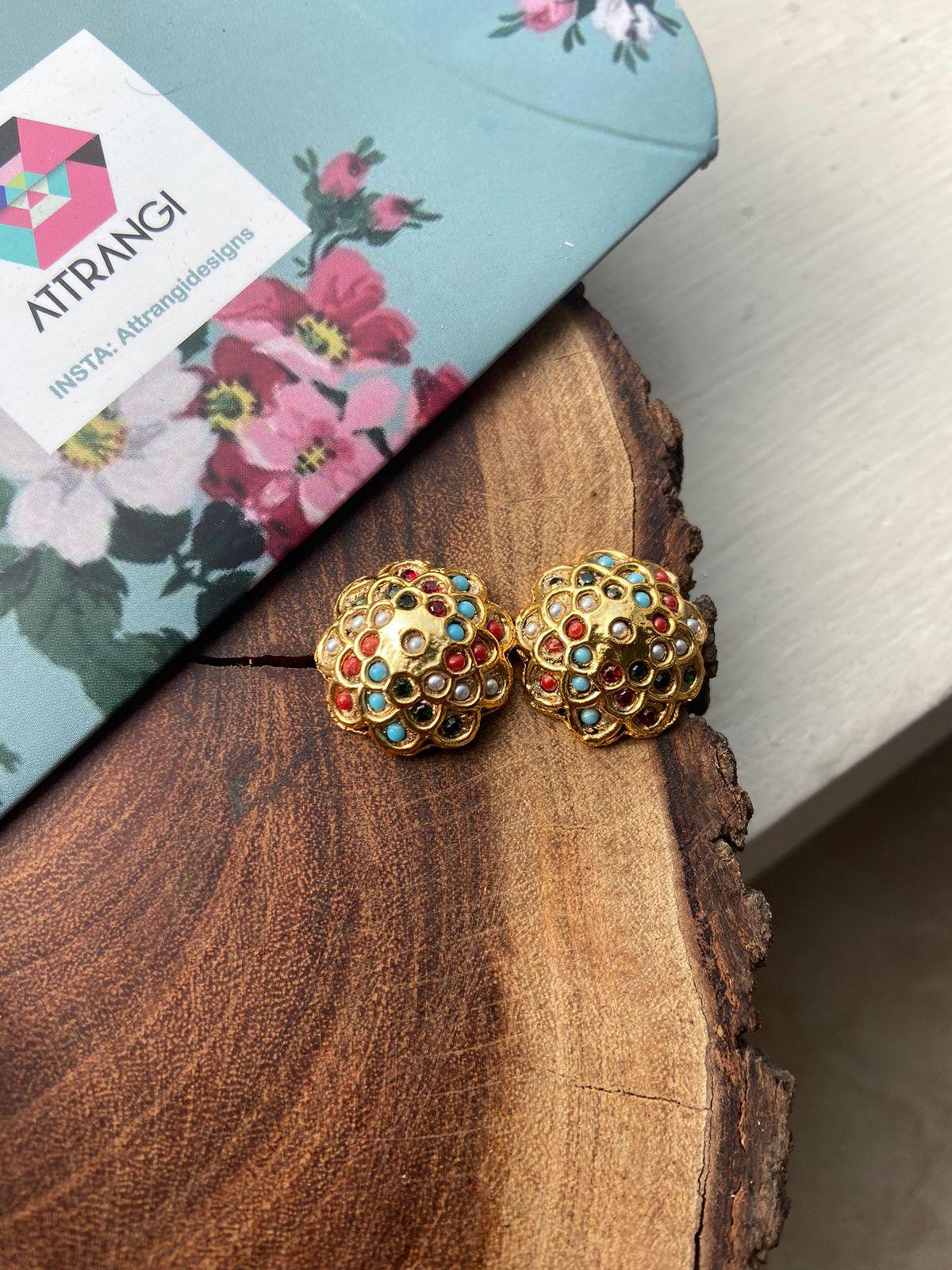 Floral Sona Moti Mid Sized Studs