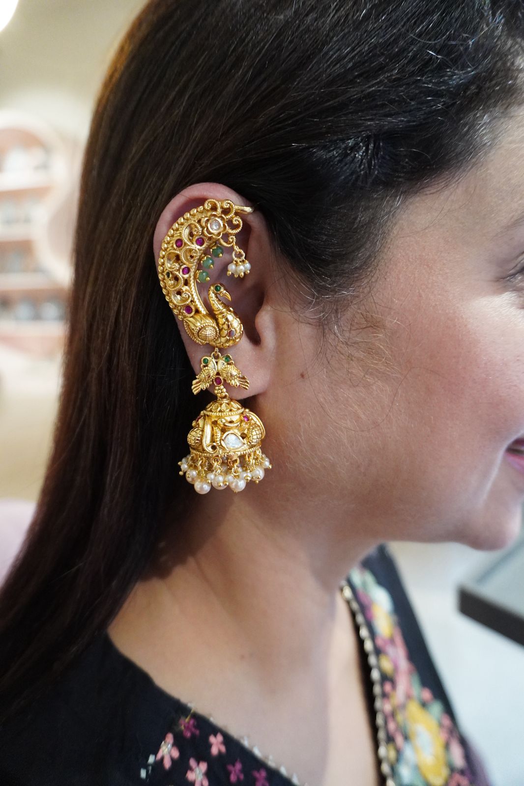 Sone Pe Suhaga Traditional Earcuff with Indian Jhumka
