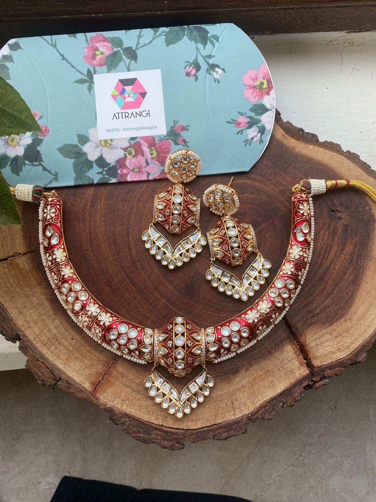Rushi Meenakari Traditional Hasli Set – Attrangi